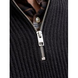 Jack & Jones PlusSize Herren Troyer "JJPANNEL KNIT HALF ZIP AW26 PLS", schwarz, Gr. 4XL, JACK & JONES PLUSSIZE, unifarben, Strick, Obermaterial: 58% Polyacryl, 42%