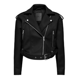 Only Damen Lederimitatjacke "ONLSOFT FAUX LEATHER BIKER CC OTW", schwarz, Gr. XL, unifarben, Web, Obermaterial: 100% Polyester, Jacken, Lederimitat,