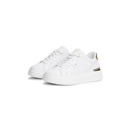 Tommy Hilfiger Damen Plateausneaker "TH PLATFORM CHIC SNEAKER", Gr. 37, wei&szlig;, Leder, Lederimitat, Schuhe, Freizeitschuh, Halbschuh, Schn&uuml;rer mit