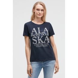 SOCCX Damen Rundhalsshirtblau, Gr. M, bedruckt, Single Jersey, Material: 100% Baumwolle, Shirts, aus Baumwolle