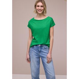 Street One Damen T-Shirtever gr&uuml;n, Gr. 36, unifarben, Web, 50% Modal, 50% Baumwolle, Shirts, Rundhalsausschnitt