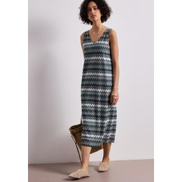 Street One Damen Midikleid, bunt, Gr. 46, gemustert, Stoff, 68% Polyester, 31% Viskose, 1% Metallfaser, Kleider, mit Zick Zack Muster