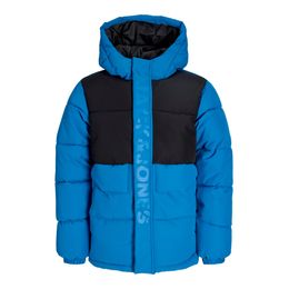 Jack & Jones Jungen Steppjacke "JCOSPEED PUFFER SN JNR"imperial blau detail:schwarz blocking, tone in tone print, Gr. 140, JACK & JONES JUNIOR, unifarben mit