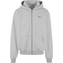 Karl Kani Herren Sweatjacke "Karl Kani Kani Script Emblem Zip Hoodie", grau, Gr. XL, 70% Baumwolle, 30% Polyester, Sweatjacken