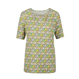 GOLDNER Damen Print-Shirt "Kurzgr&ouml;&szlig;e Multicolor-Shirt mit Halbarm, Rundhalsausschnitt", gelb, Gr. 24, Obermaterial: 96% Viskose CV. 4% Elasthan EL.,