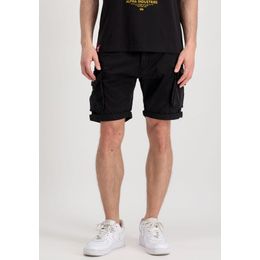 Herren Cargoshorts "Crew Short", schwarz, Gr. 31, Alpha Industries, unifarben, Web, Obermaterial: 98% Baumwolle, 2% Elasthan, Hosen