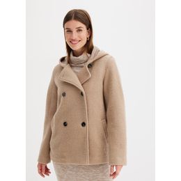 bonprix Cabanjacke aus kuscheligem Boucl&eacute;, beige, Gr.46, Sch&ouml;ne Cabanjacke mi Kapuze kaschiert Problemzonen