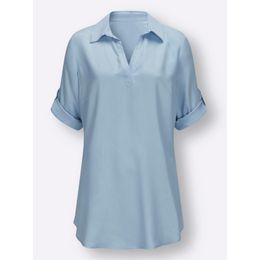 WITT Damen Longbluse im Tunika-Stil, aus Viskose, hellblau, Gr&ouml;&szlig;e 52