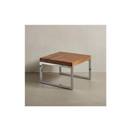 KADIMA DESIGN Quadratischer Couchtisch: Massivholz, Metallgestell, 60x40x60 cm, Sheesham-Massivholz, pflegeleicht.