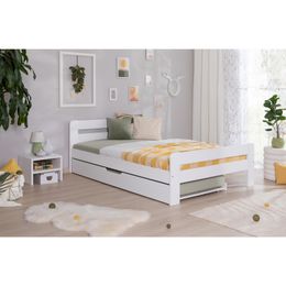 Ticaa Einzelbett Doppelbett Bert Kiefer Wei&szlig; aus Massivholz