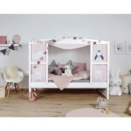 Ticaa Hausbett mit Bettkasten "Amelie" Kiefer Wei&szlig;