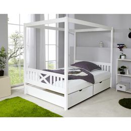 Ticaa Himmelbett Lino Kiefer Wei&szlig; 140x200