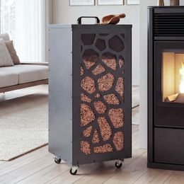 Pelletbeh&auml;lter MCW-Q30 Waben, Pelletbox Aufbewahrungsbox f&uuml;r z.B. Tierfutter, Rollen F&uuml;&szlig;e 86x37x37cm ~ anthrazit