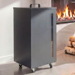 Pelletbeh&auml;lter MCW-Q30, Pelletbox, Aufbewahrungsbox f&uuml;r z.B. Tierfutter, Sichtfenster Rollen 86x36x36cm ~ anthrazit