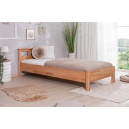 Ticaa Einzelbett und Doppelbett "Merci" Buche mit ge&ouml;lter Oberfl&auml;che