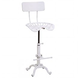 Barhocker MCW-N26, Barstuhl Tresenhocker, h&ouml;henverstellbar drehbar Fu&szlig;ablage Industrial Metall ~ wei&szlig;