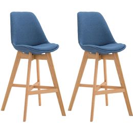 CLP 2er Set Barhocker Cannes Stoff-Bezug I Thekenhocker mit Eichenholz-Gestell