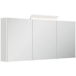 Posseik Spiegelschrank 140cm inkl. Design LED-Lampe und Glasb&ouml;den weiss hochglanz