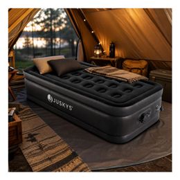 Juskys Luftmatratze Sapri M in Schwarz - 1 Personen Luftbett selbstaufblasend - integrierter Pumpe