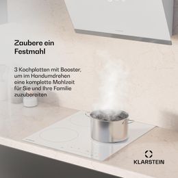 Klarstein Delicatessa Induktionskochfeld 45 cm 6600 W 3 Kochfelder Slider-Control Boost Wei&szlig;