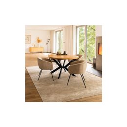 Home Deluxe Esstisch Rund Ausziehbar AVENTURA inkl. Sternfu&szlig; - 120-160 x 120 cm Light Oak