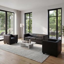 MCW 3-1-1 Couchgarnitur Lille ~ Leder, schwarz