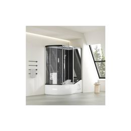 Home Deluxe Duschkabine mit Badewanne ALLIN 2IN1 - 170 x 90 Schwarz Links