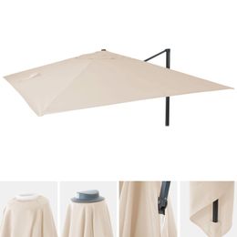 Ersatz-Bezug f&uuml;r Luxus-Ampelschirm MCW-A96, Sonnenschirmbezug Ersatzbezug, 3x3m (&Oslash;4,24m) Polyester ~ creme