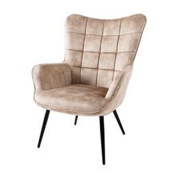 Riess Ambiente riess-ambiente Sessel SCANDINAVIA - modern champagner beige Samt schwarze Metallbeine mit Armlehne
