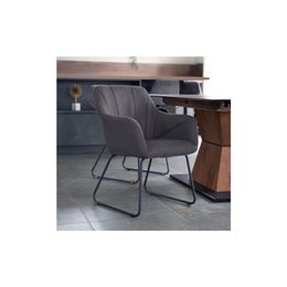 Home Deluxe Esszimmerstuhl mit Armlehne Webstoff PAKU &ndash; 8er Set Anthrazit