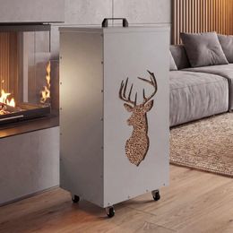 Pelletbeh&auml;lter MCW-Q30 Hirsch, Pelletbox Aufbewahrungsbox f&uuml;r z.B. Tierfutter, Rollen F&uuml;&szlig;e 86x37x37cm ~ wei&szlig;-hellgrau