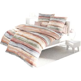 Bierbaum unisex Bettw&auml;sche orange-gestreift, Gr&ouml;&szlig;e 80x80/135x200 cm