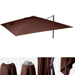 Ersatz-Bezug f&uuml;r Luxus-Ampelschirm MCW-A96, Sonnenschirmbezug Ersatzbezug, 3x3m (&Oslash;4,24m) Polyester ~ braun