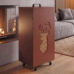 Pelletbeh&auml;lter MCW-Q30 Hirsch, Pelletbox Aufbewahrungsbox f&uuml;r z.B. Tierfutter, Rollen F&uuml;&szlig;e 86x37x37cm ~ kupferfarben