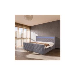 Home Deluxe Polsterbett inkl. Matratze und Topper VELARA - 180 x 200 cm Dunkelgrau