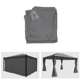 MCW 4er-Set Seitenwand f&uuml;r Pergola Calpe, Ersatzseitenwand Pavillon 4x3m, Polyester ~ grau