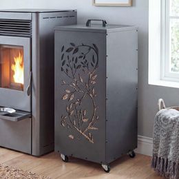 Pelletbeh&auml;lter MCW-Q30 Ranken, Pelletbox Aufbewahrungsbox f&uuml;r z.B. Tierfutter, Rollen F&uuml;&szlig;e 86x37x37cm ~ anthrazit