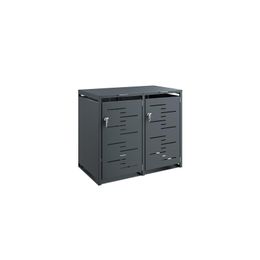 sobuy M&uuml;lltonnenbox, Abfallbeh&auml;lterverkleidung, M&uuml;llschrank mit 2 T&uuml;ren Dunkelgrau 134x80x116cm
