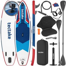 TecTake&reg; Stand Up Paddle Board, aus Drop-Stitch-Material, mit Kamerahalterung, verstellbares Doppelpaddel, Belastbarkeit 200 kg, inklusive Kajak-Sitz