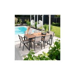 Home Deluxe Garten-Sitzgruppe in Holzoptik SIERA SEDIA - 6 St&uuml;hle