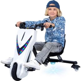 Actionbikes Motors Elektro-Drift-Trike f&uuml;r Kinder, Drift-Scooter 2.0, bis zu 15km/h, drosselbar, Hupe, LED-Driftrollen (Wei&szlig; Matt)