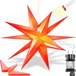 Kesser&reg; Leuchtstern 3D, LED Weihnachtsstern mit Timer f&uuml;r innen und au&szlig;en, Adventsstern Beleuchtet h&auml;ngend Stern + Warmwei&szlig; Licht