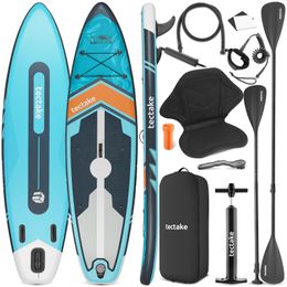 TecTake&reg; Stand Up Paddle Board, aus Drop-Stitch-Material, verstellbares Doppelpaddel, Belastbarkeit 200 kg, inklusive Kajak-Sitz