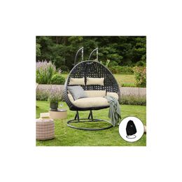 Home Deluxe Polyrattan H&auml;ngesessel nur Korb und Kissen TWIN DELUXE - Schwarz/Creme