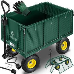 Kesser&reg; Bollerwagen 550kg belastbar Gartenwagen Transportwagen Gartenkarre herausnehmbare Plane Ger&auml;tewagen Handwagen vielseitig einsetzbar inkl. Handschuhe