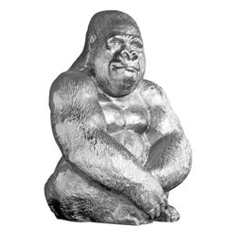Riess Ambiente riess-ambiente Gorillafigur KONG 40cm silber handmade Metall Skulptur Deko