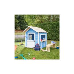 Home Deluxe Spielhaus DER GROSSE PALAST - 106 x 111 cm Blau mit Bank