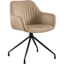 CLP Esszimmerstuhl drehbar mit Armlehne Welby, 180&deg; schwenkbarer Sessel R&uuml;ckenlehne gepolstert, bis 150 kg belastbar