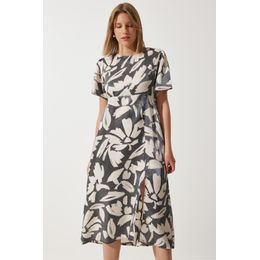 Happiness İstanbul Kleid Damen Gr&ouml;&szlig;e 36 dunkelgrau / offwhite Sommerkleid