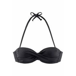 s.Oliver Bandeau-Bikini-Top 'Spain' schwarz Gr. 42 Cup D. Mit B&uuml;gel Und Mit Seitlichen St&auml;bchen